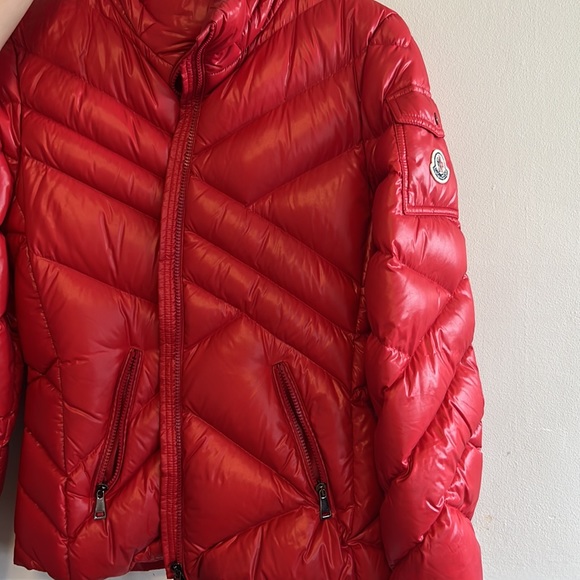 Moncler | Jackets & Coats | Red Moncler Jacket With Detachable Hood ...